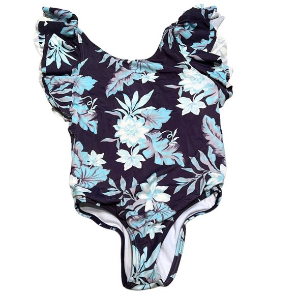 Janie And Jack Swim Janie And Jack Blue Floral Print Girls One